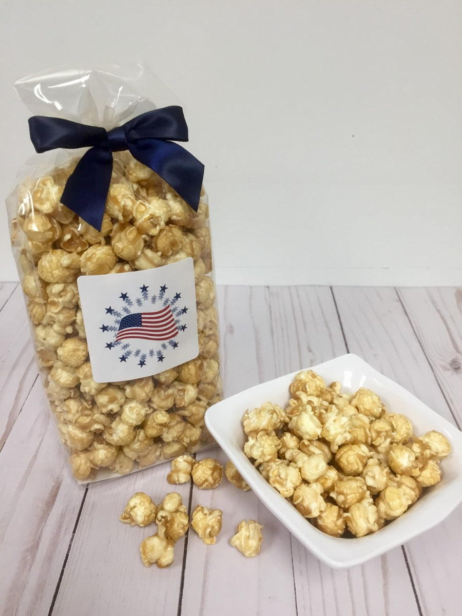 Patriotic 8oz Classic Caramel Popcorn Ribbon Bag – Popsations Popcorn ...